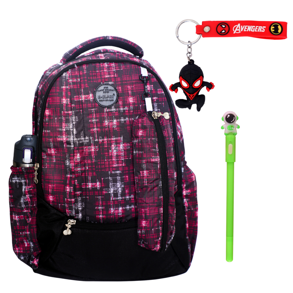 Scarlet Checker Elegance Tote with Key Chain & light-up pen - BagMates